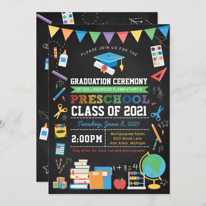 Preschool Elementary School Graduation Ceremony Invitation | Zazzle.co.uk