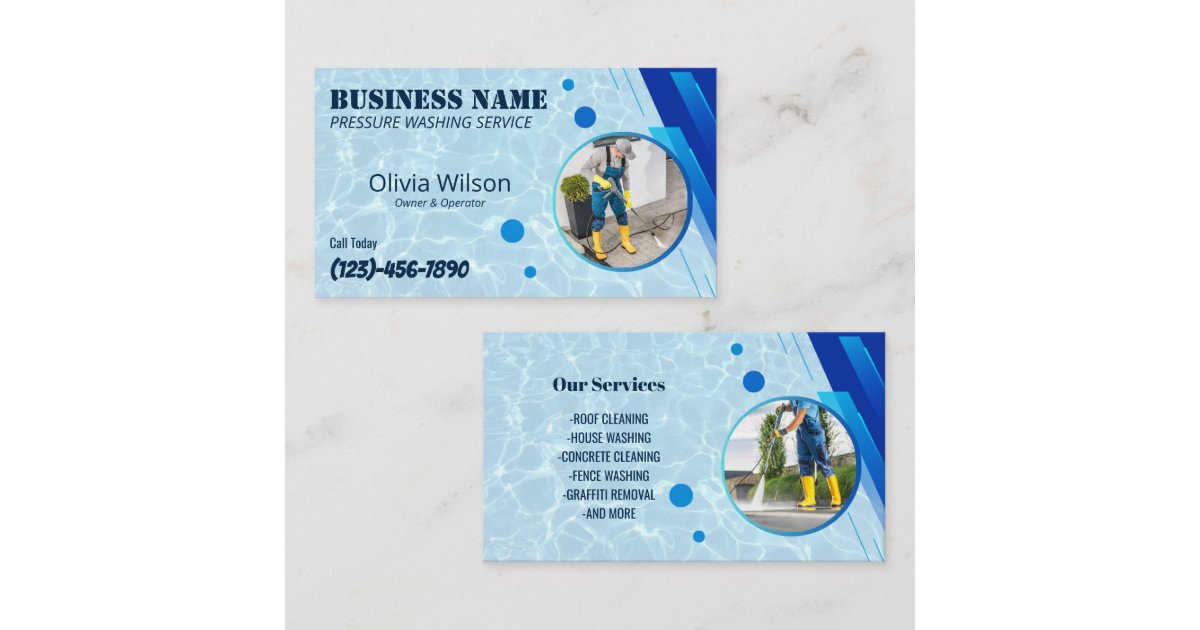 Pressure Washing Power Wash House cleaning Modern Business Card | Zazzle