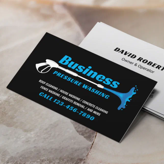 Pressure Washing Power Washer Black Cleaning Business Card | Zazzle