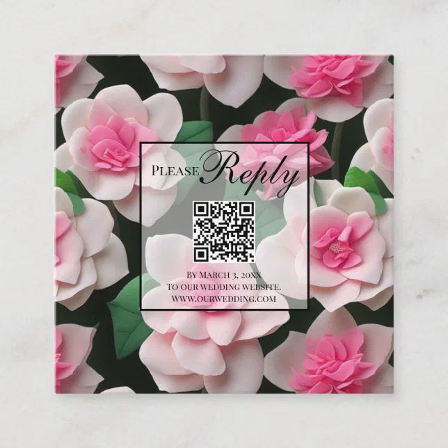 Pretty boho pink floral greenery QR code Enclosure Card | Zazzle