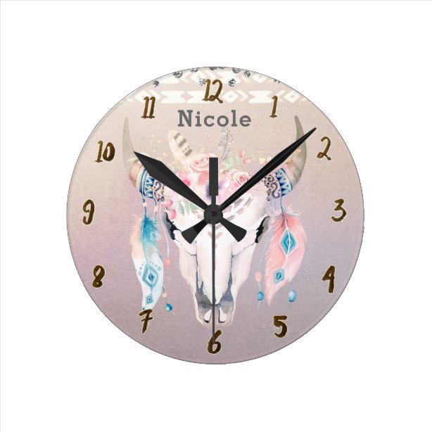 Boho Chic Wall Clocks | Zazzle UK