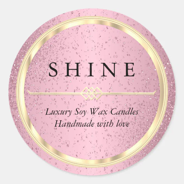 Pretty Metallic Gold and Pink Glitter Labels | Zazzle