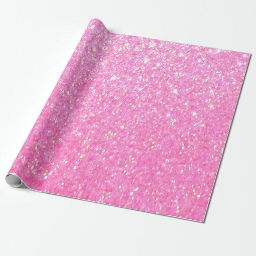 Pretty Pink Glitter Wrapping Paper | Zazzle