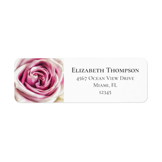 Pretty Pink Rose Photo Return Address | Zazzle