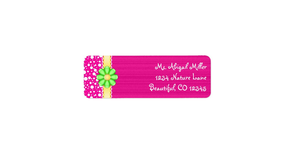 Pretty Pink with Green Flower Address Labels | Zazzle