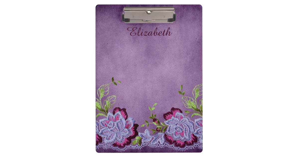 Pretty Purple Floral Clipboard | Zazzle