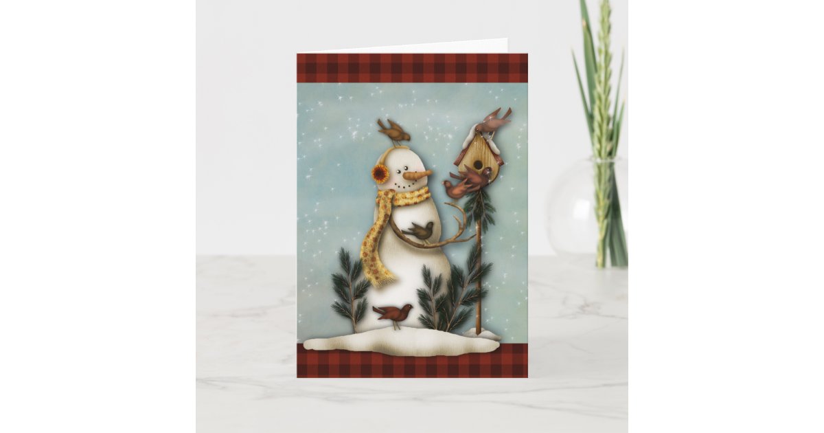Primitive Christmas Greeting Card | Zazzle