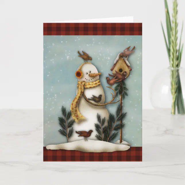 Primitive Christmas Greeting Card | Zazzle