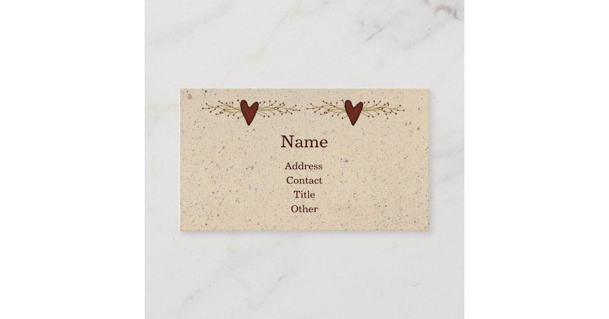 Primitive Heart Business Card | Zazzle