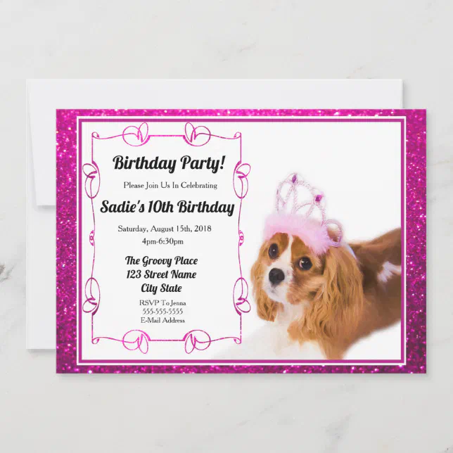 Princess Birthday Cavalier King Charles Invitation | Zazzle