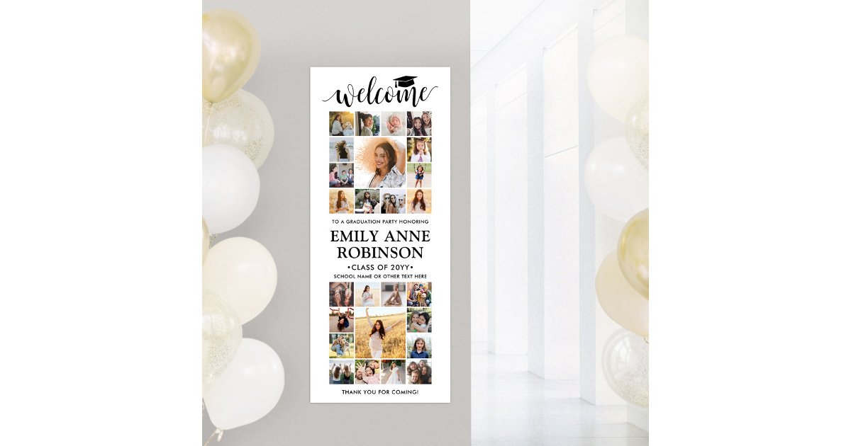 Printable Graduation Welcome Modern Photo Collage Poster | Zazzle