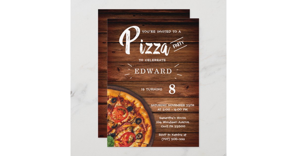 Printable Pizza Party Invitation Template | Zazzle