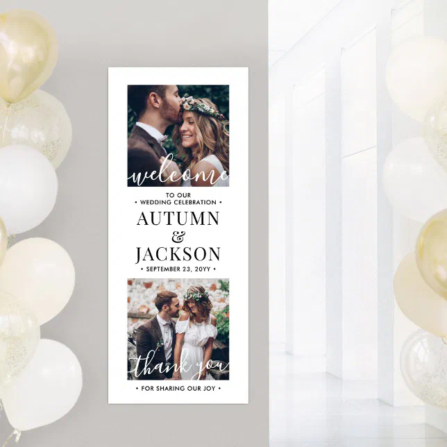 Printable Wedding Welcome Simple Modern 2 Photo Poster | Zazzle