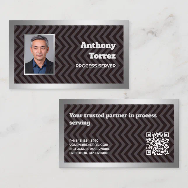 Process Server Custom QR Photo Business Card | Zazzle