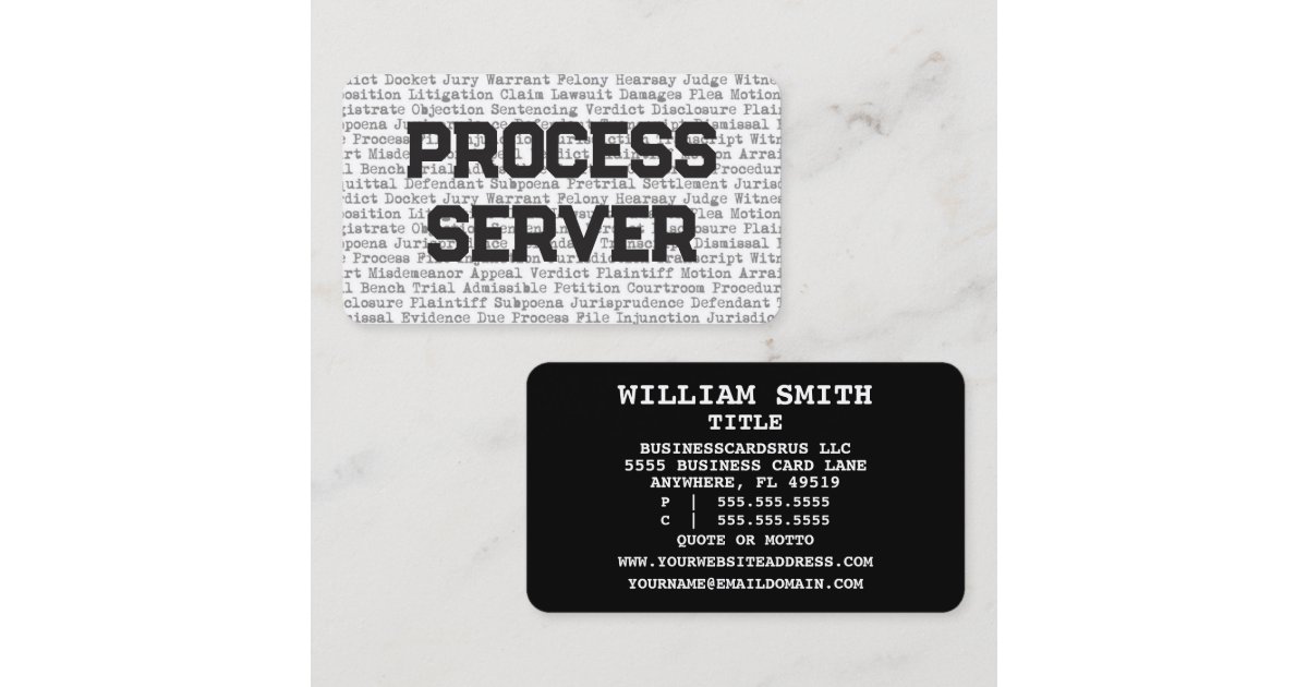 Process Server Legal Words Business Card | Zazzle