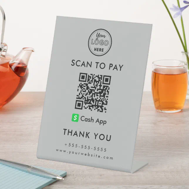 Professional Cash App QR Code Scan to Pay Logo Pedestal Sign | Zazzle