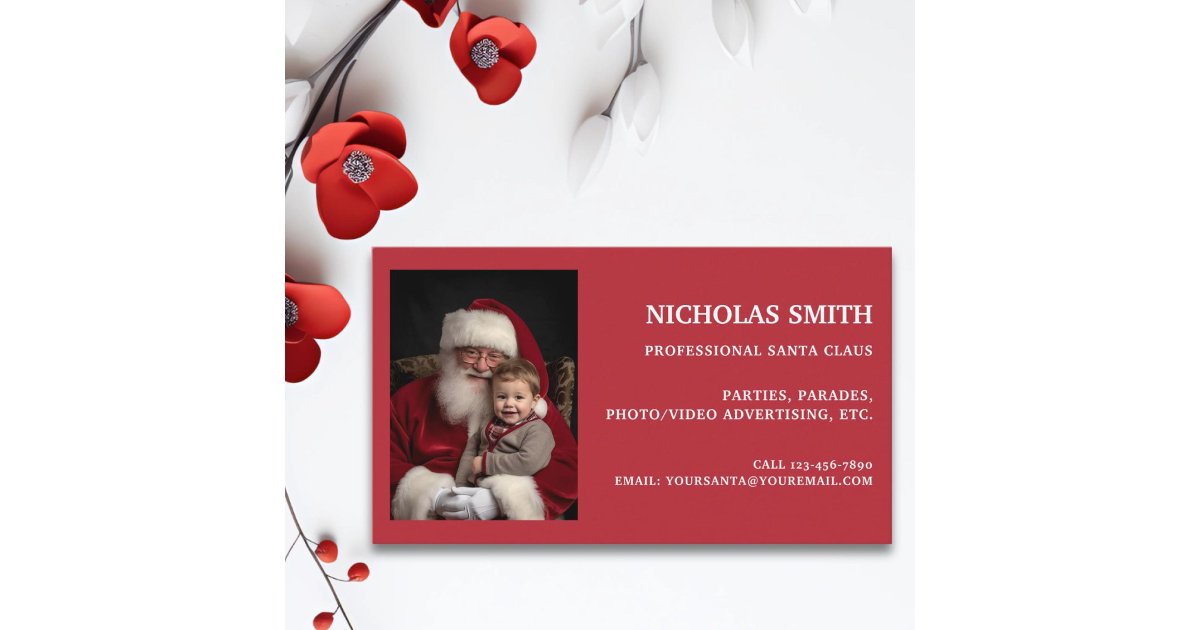 Professional Christmas Santa Claus Photo Business Card | Zazzle