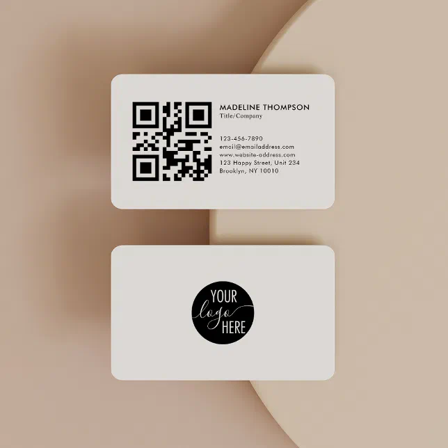 Professional Clean Generic Company Logo QR Code Business Card | Zazzle