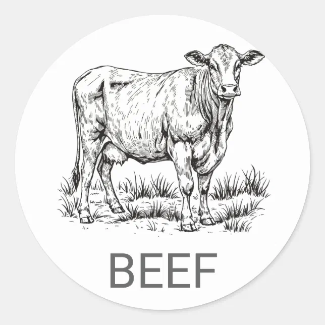 Professional Custom Beef Wedding Meal Choice Classic Round Sticker | Zazzle