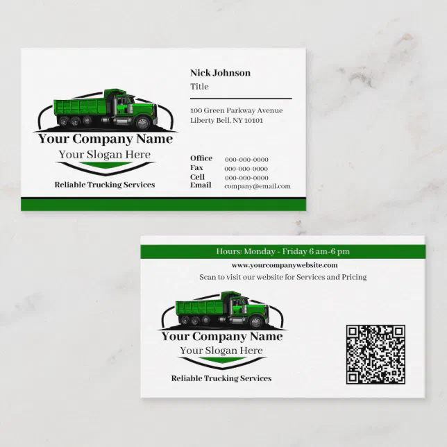 Professional Dump Truck Hauling Company QR Code Business Card | Zazzle