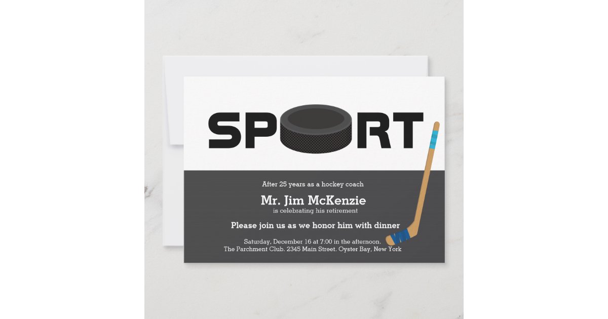 Professional Hockey retirement coach player Invitation | Zazzle