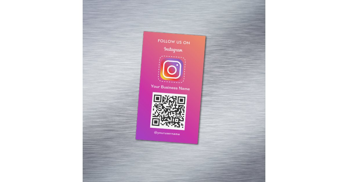 Professional Instagram Logo Follow Me Qr Code Magnetic Business Card ...