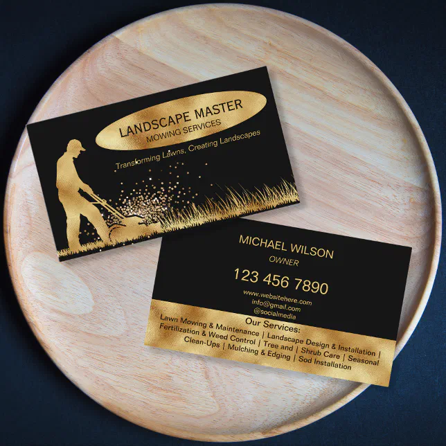 Professional Landscape Lawn Care Mowing Gardening Business Card | Zazzle