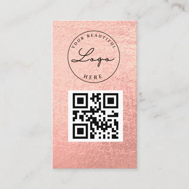 Professional Logo Rose Gold QR Code Business Card | Zazzle