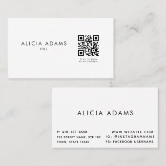 Professional Minimalist QR Code Business Card | Zazzle