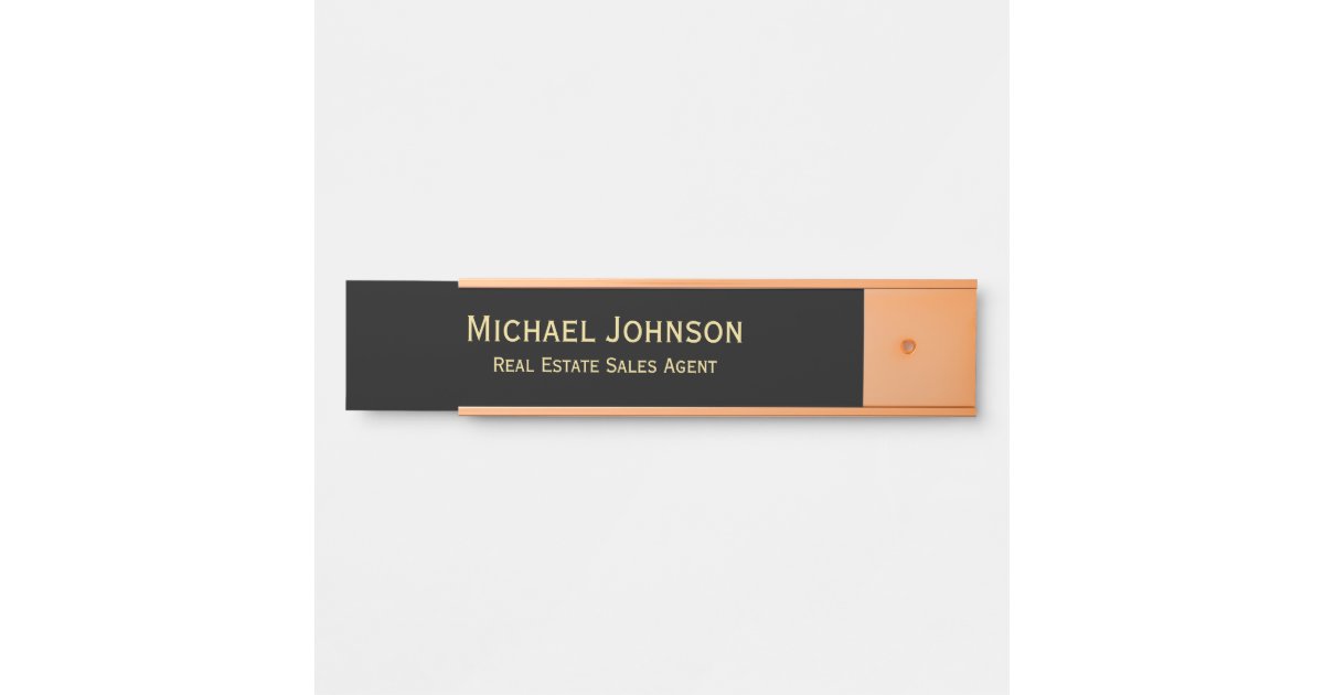 Professional Modern Black Gold Office Name Title Door Sign | Zazzle