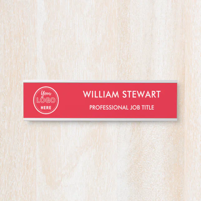 Professional Modern Red Employee Staff Door Sign | Zazzle