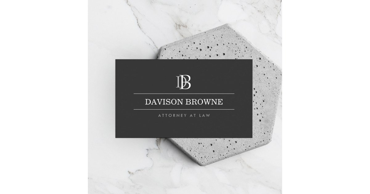 Professional Monogram Dark Grey Business Card | Zazzle