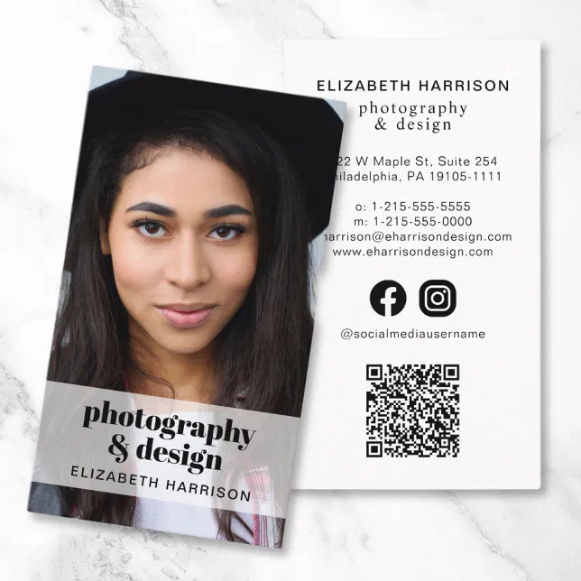 Professional Photo QR Code Social Media Business Card | Zazzle