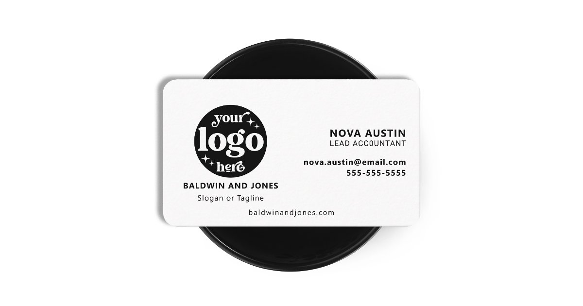 Professional Plain White Generic Design With Logo Business Card | Zazzle