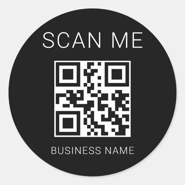 Professional QR code black custom business Classic Round Sticker | Zazzle