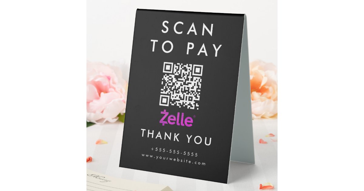 Professional Scan to Pay Zelle QR Code Black | Zazzle