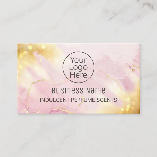 Professional Shimmer Pink Gold Perfume Sample Business Card | Zazzle