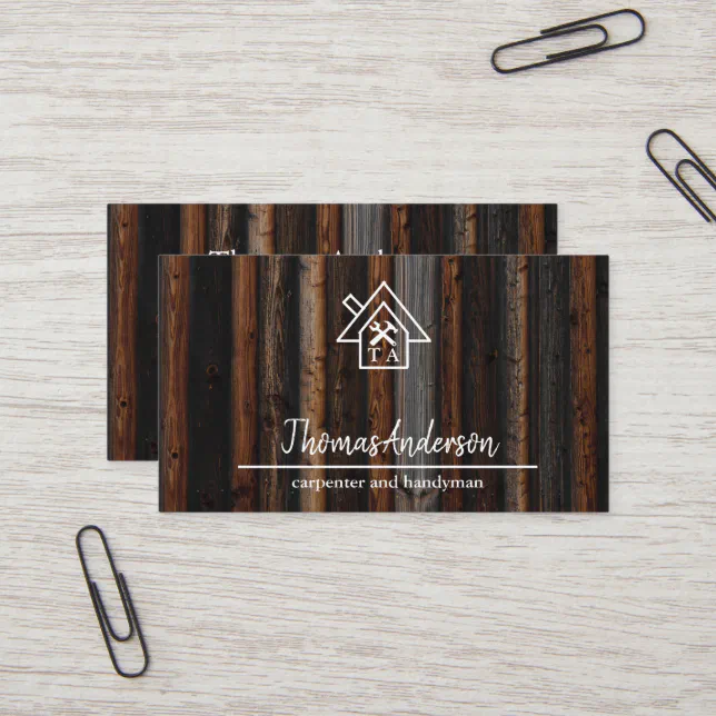 Professional Wood Construction Handyman Carpenter Business Card | Zazzle