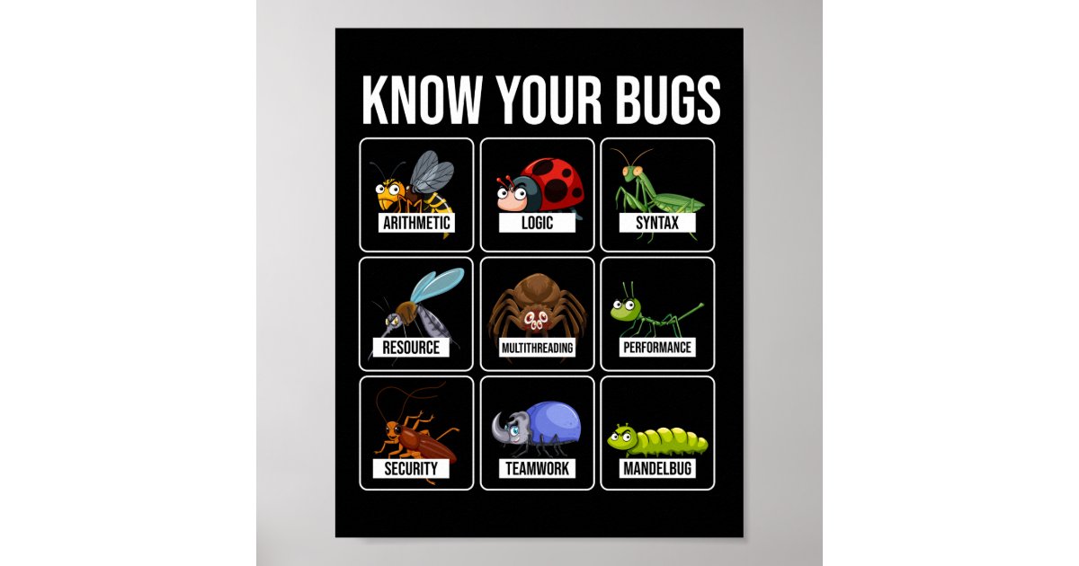 Programmer Coding Know Your Bugs Poster | Zazzle