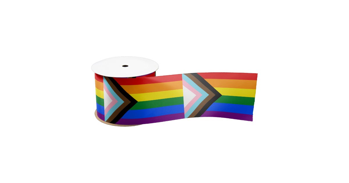 Progress Rainbow Flag ribbon, LGBTQ & Pride flag Satin Ribbon | Zazzle