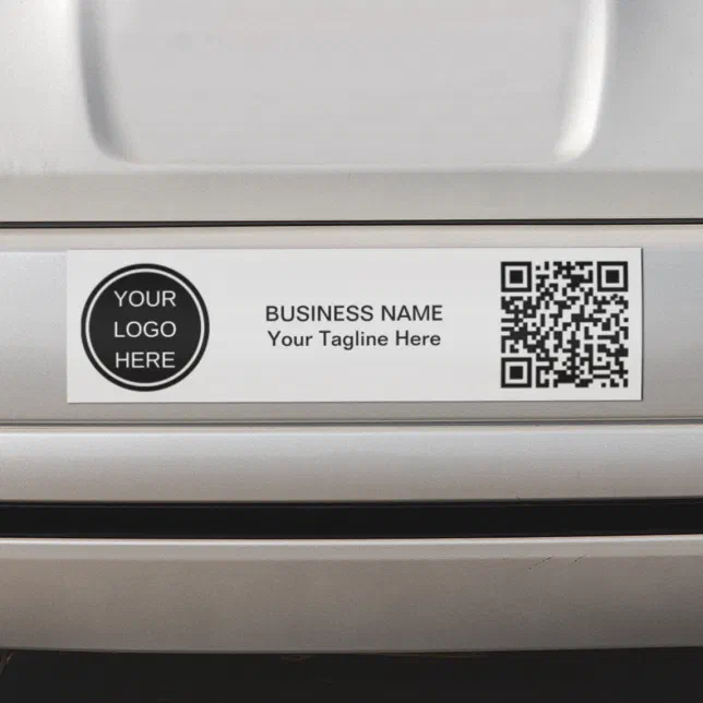 Promotional Business Logo & QR Code Branding Grey Bumper Sticker | Zazzle