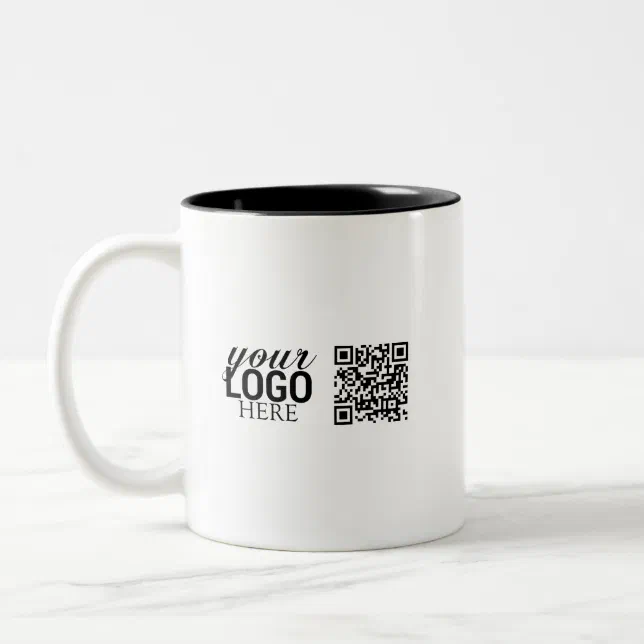 Promotional Company Business Logo & QR Code Two-Tone Coffee Mug | Zazzle