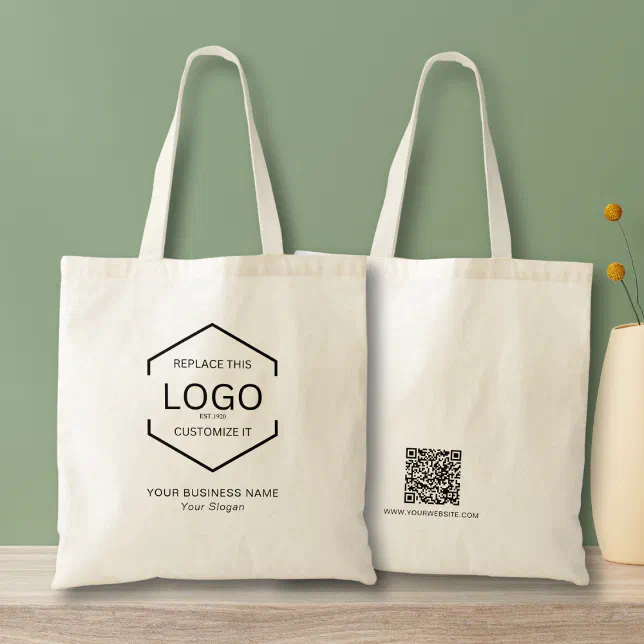 Promotional Marketing Business Logo QR Code Tote Bag | Zazzle