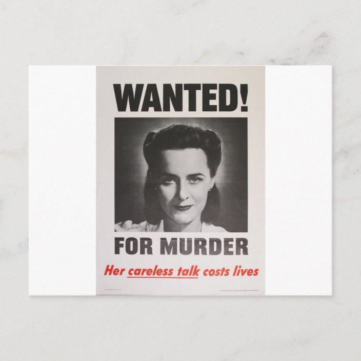 Propaganda Poster "Wanted for Murder" WWII Postcard | Zazzle.co.uk
