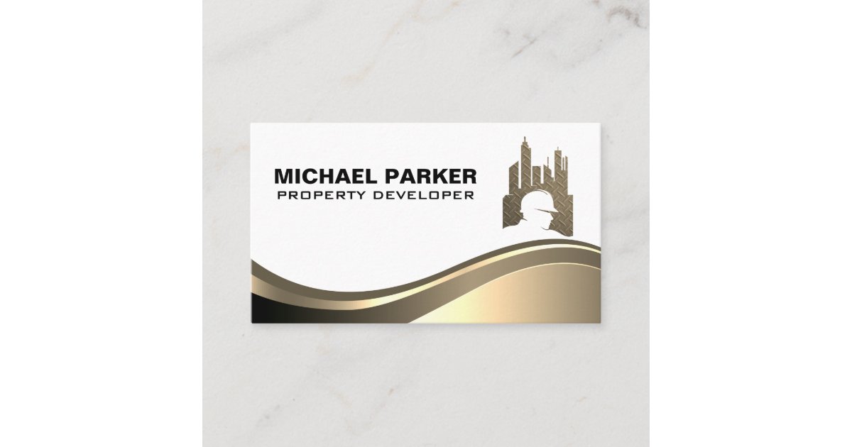 Property Developer Logo | Construction Metal Logo Business Card | Zazzle