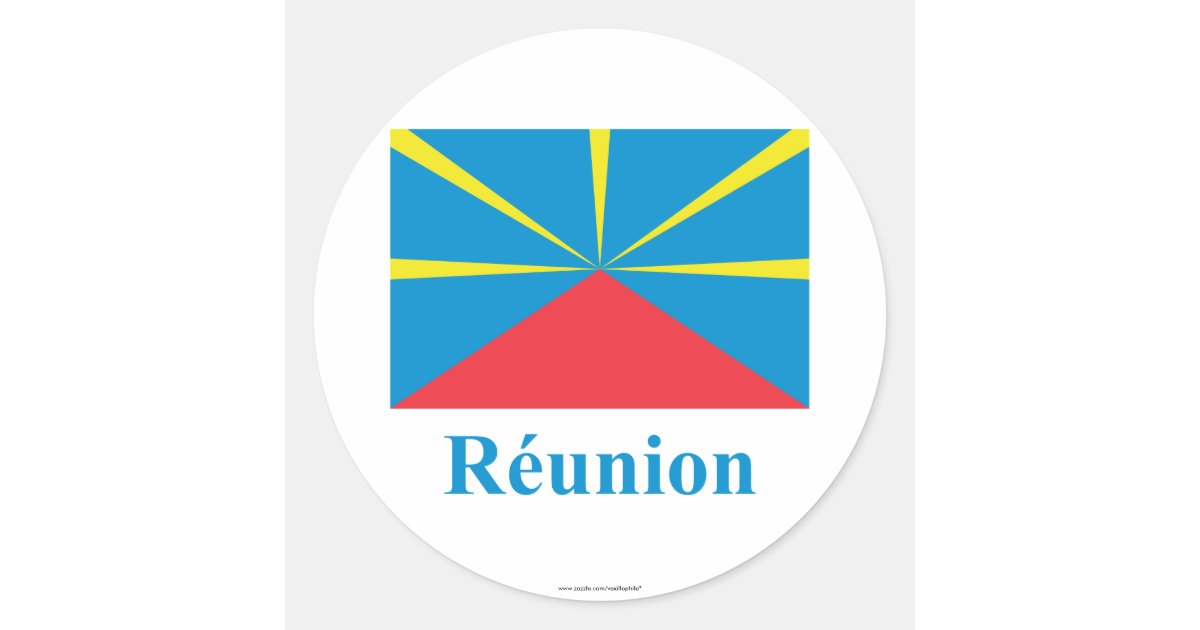 Proposed Reunion Island Flag with Name in French Classic Round Sticker ...