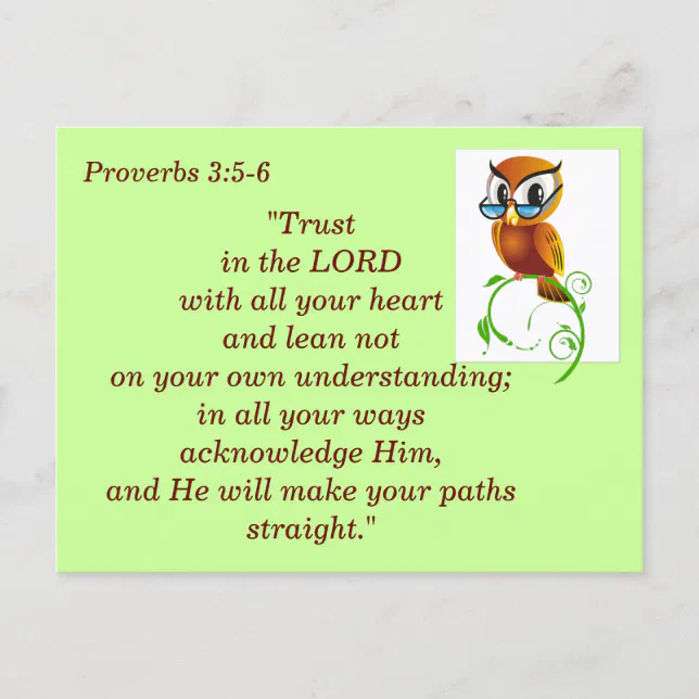 Proverbs 3:5-6 Trust Bible Verse Memory Postcard | Zazzle