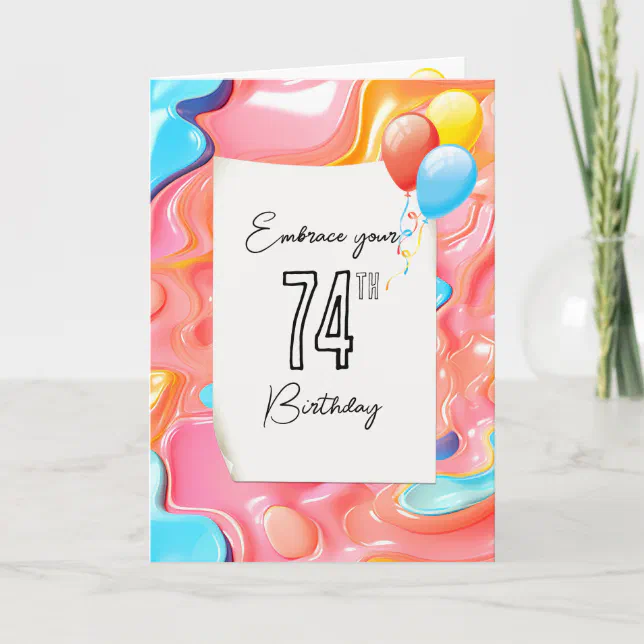 Psychedelic 3D Abstract for 74th Birthday Card | Zazzle