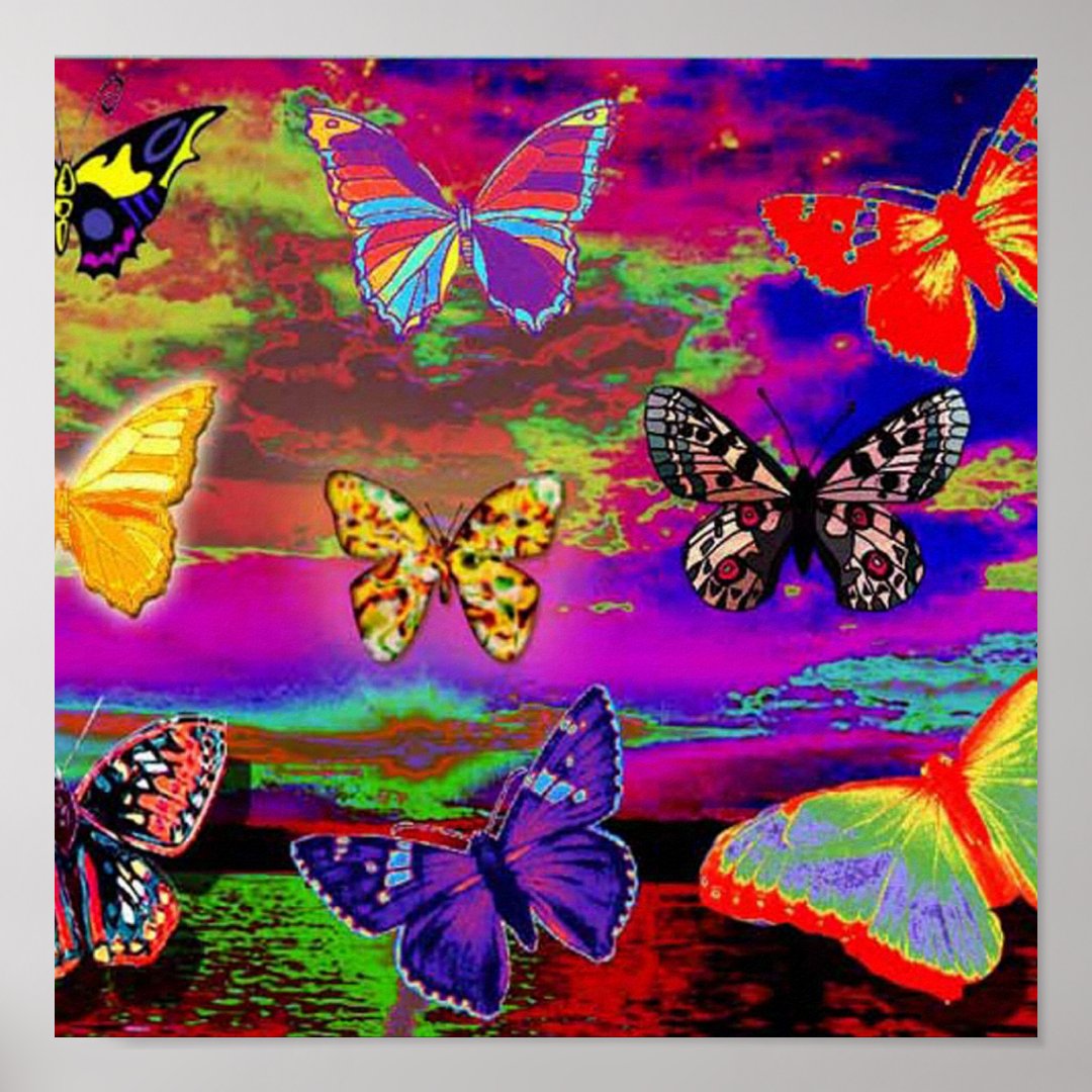 psychedelic Butterflies Poster | Zazzle