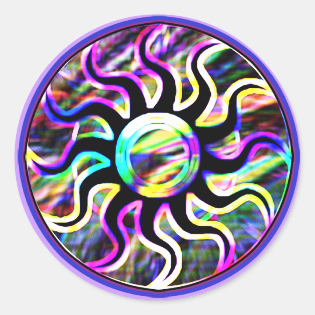 Psychedelic Sun and Moon Stickers | Zazzle